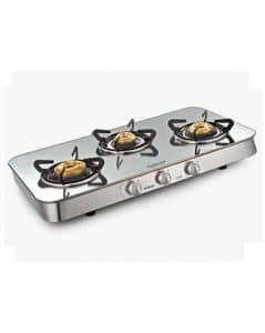 Sunflame gas stove 3 burner steel store